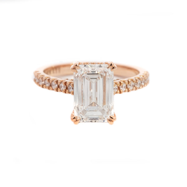3ct Emerald Cut Lab Diamond Hidden Halo Ring – Zermatt Diamonds